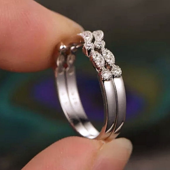 Luckys Lady | Jewelry | Crescent Moon Guard 925 Sterling Silver Pave ...